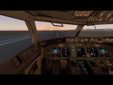 ICAO Code: LEBL Barcelona airport sunset final approach landing on runway 25L B737-800 PH-BXH KLM