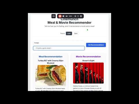 Cinemunch An AI Powered Meal and Movie Pairing Solution 🍽️🎬