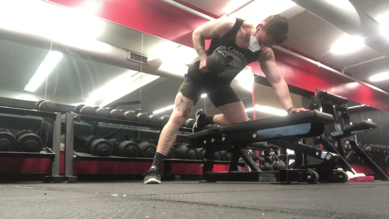 Drop and catch 1 arm DB row
