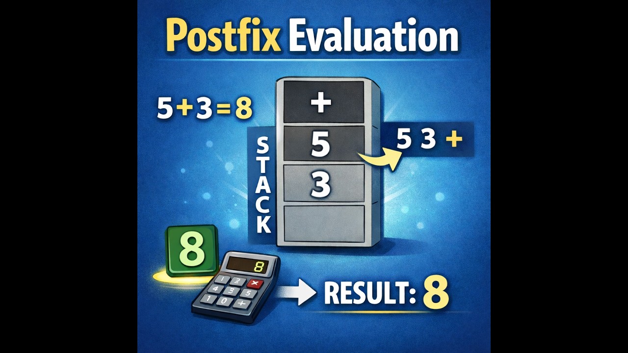 Stack: Postfix Evaluation Explained in 3 Minute 😳