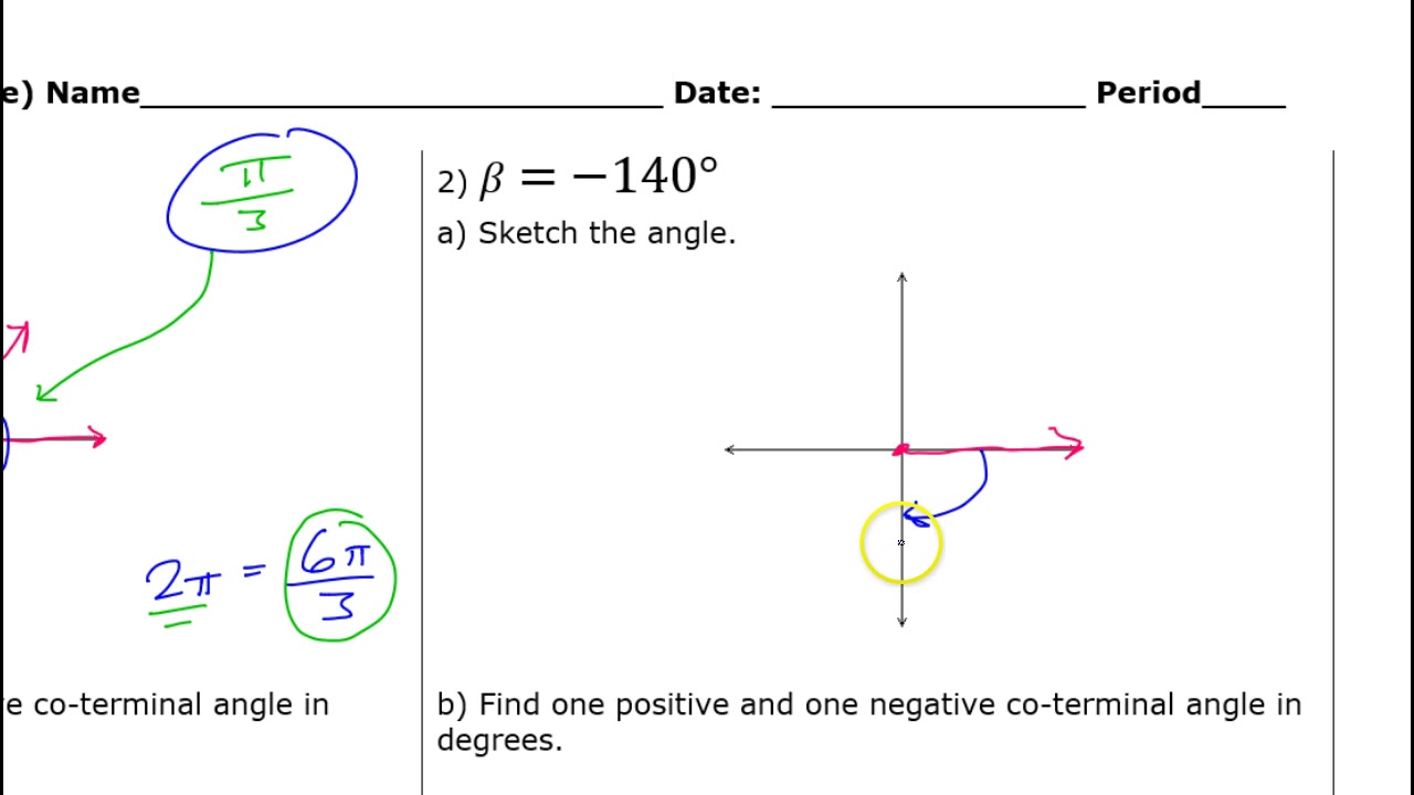 Day 8 HW - Quiz C (1 to 2) - Coterminal and Reference Angles