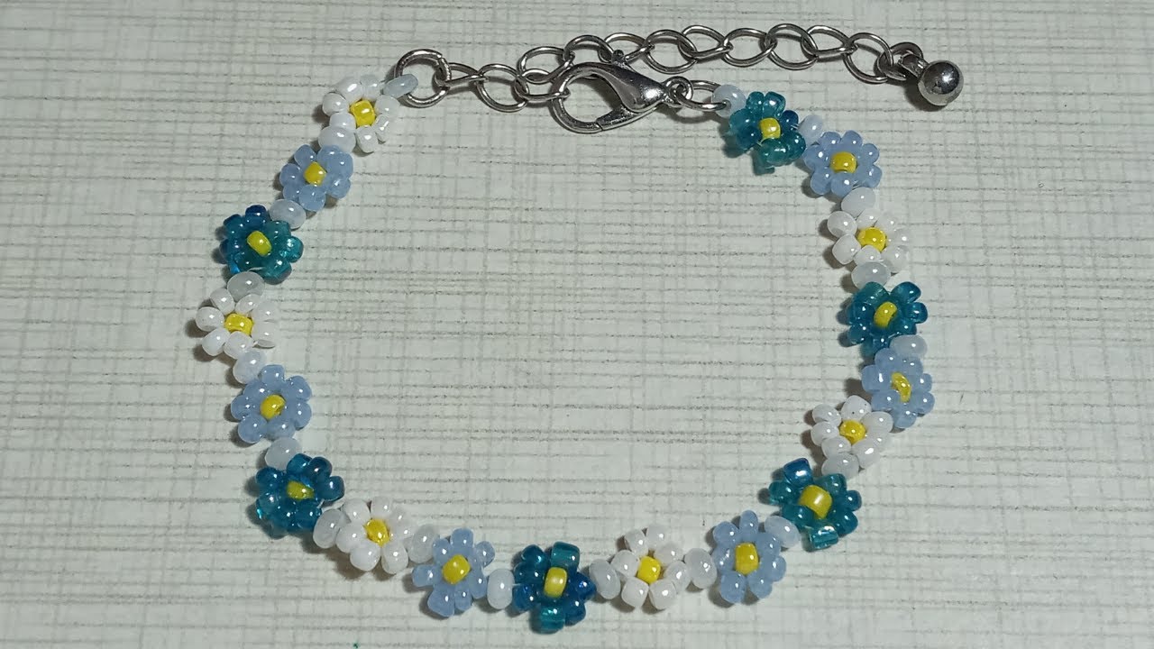 How to make a daisy chain flower beaded bracelet/Beaded Daisy String/Summer bracelet tutorial