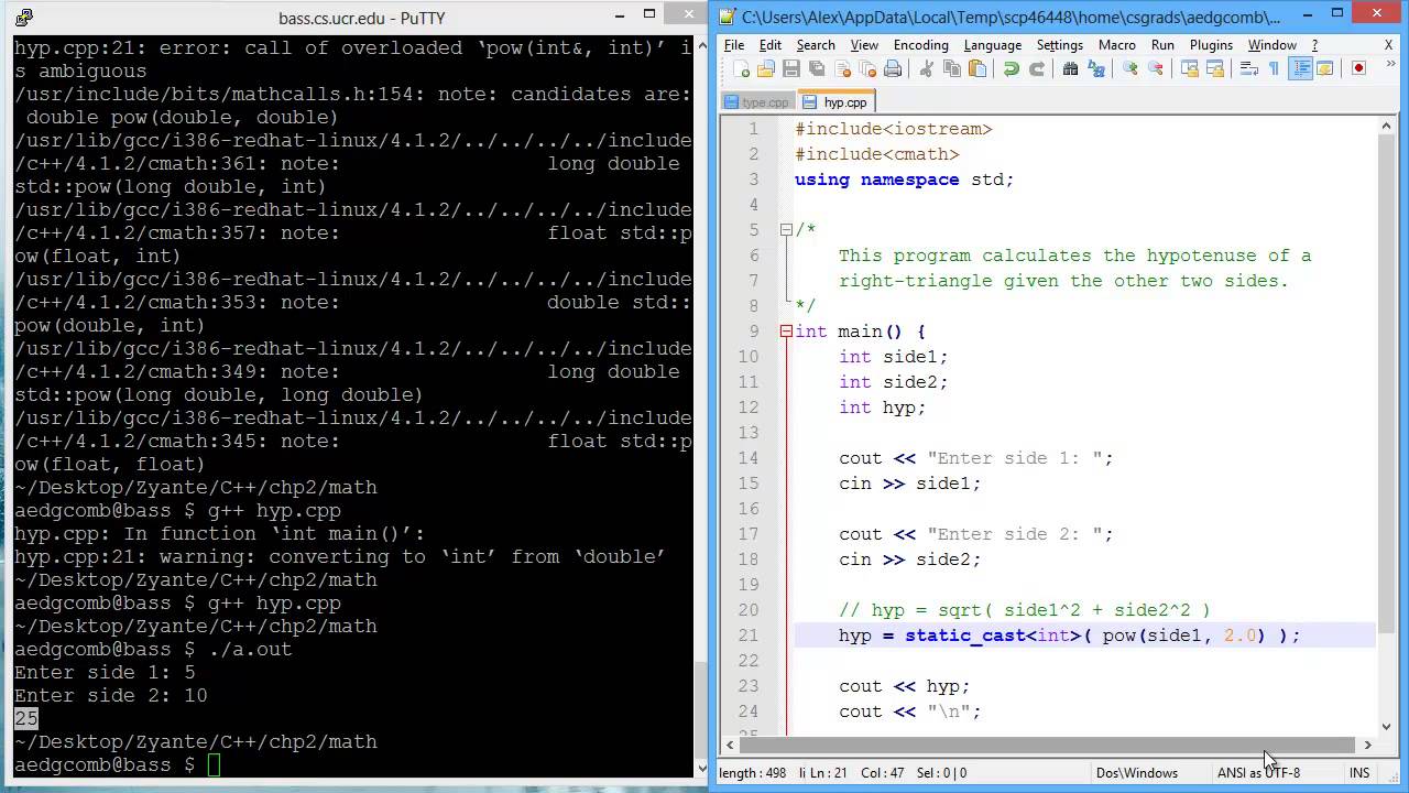 Programming example: Math library