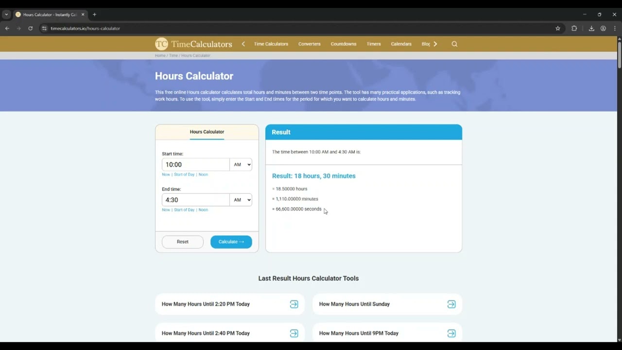 Hours Calculator Guidance