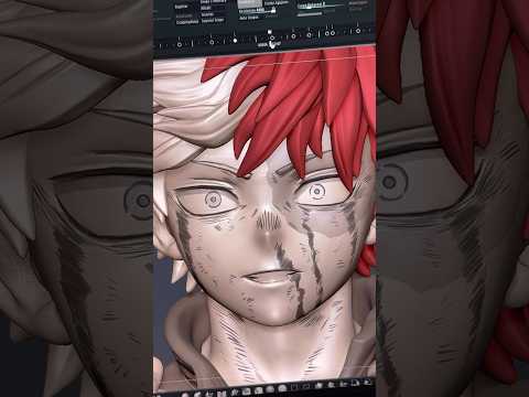 #shorts 🔥 Todoroki 3D model in Zbrush #myheroacademia
