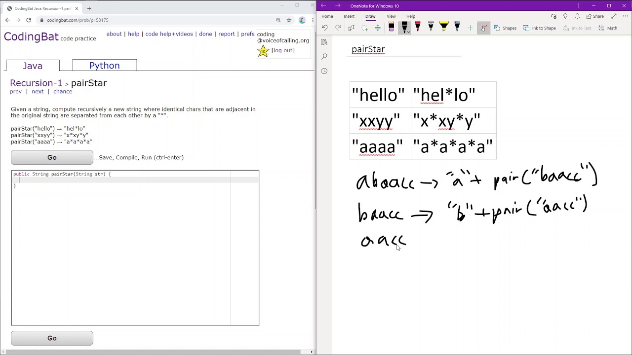 Recursion - 1 (pairStar) Java Solution || Codingbat.com