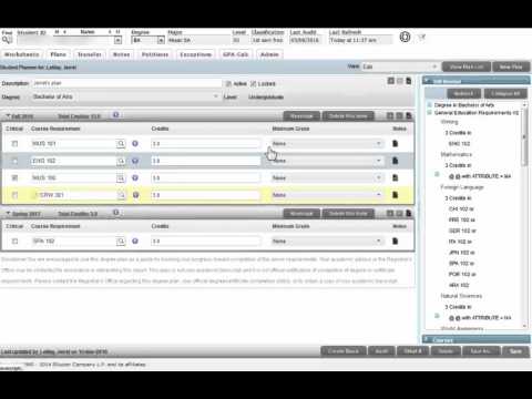 Advisor Tools: Building Degree Works Plans