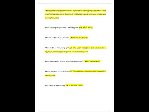 Army Sharp Program AR 600 20 Questions and Answers Graded A+