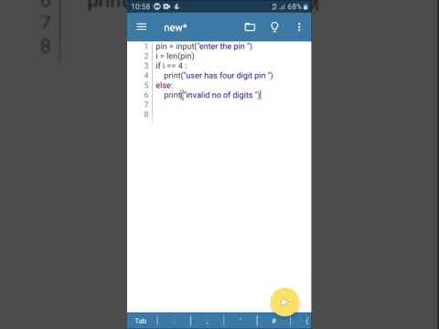 Python program to check whether the PIN entered by the user is four digit number or not | #shorts