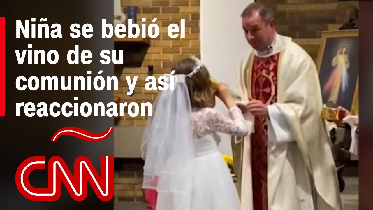 Mira cómo esta niña de 7 años bebe vino en su primera comunión