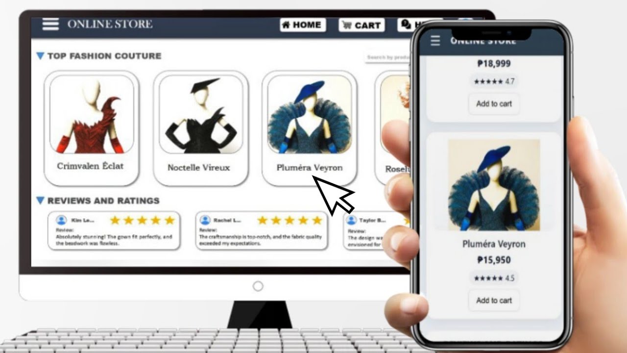 Online Ordering System PowerPoint Responsive Prototype (No Code Needed!)
