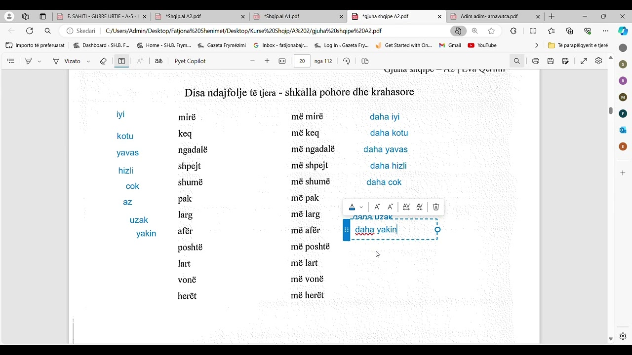 Gjuha shqipe A2 pdf dhe 4 faqe të tjera