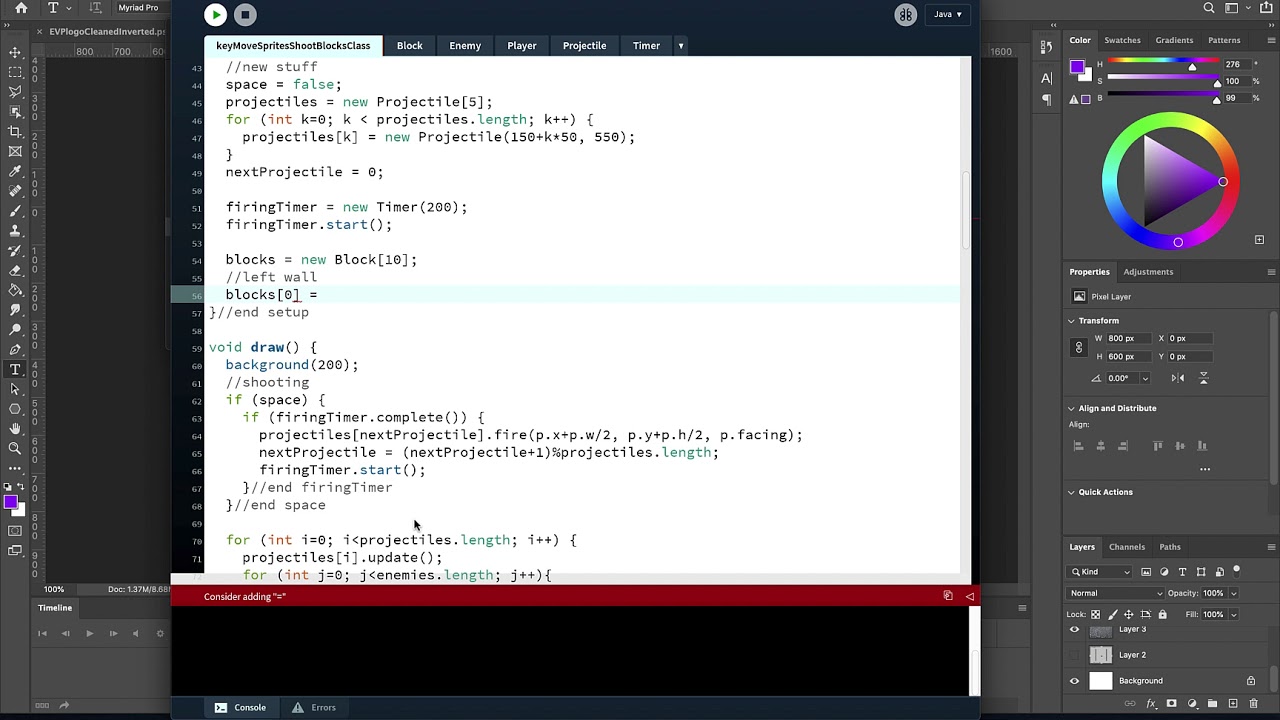 Programming Sprite Wall Collisions in Processing