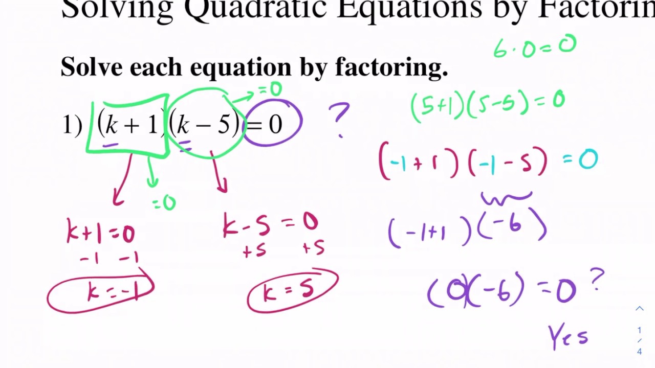 Kuta Tutorial: solving quadratics by factoring