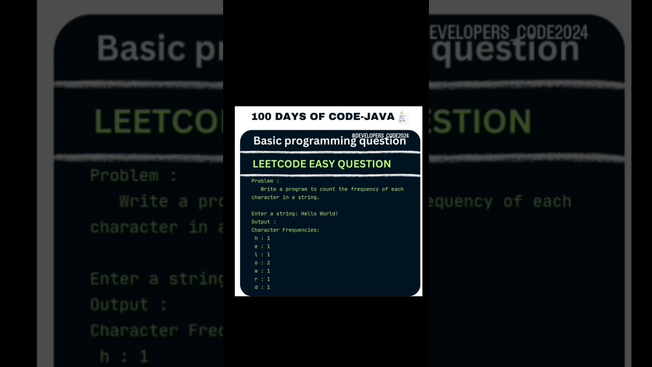 Logic building series...master Java program basic to advanced #100daysofcoding #coding #leetcode