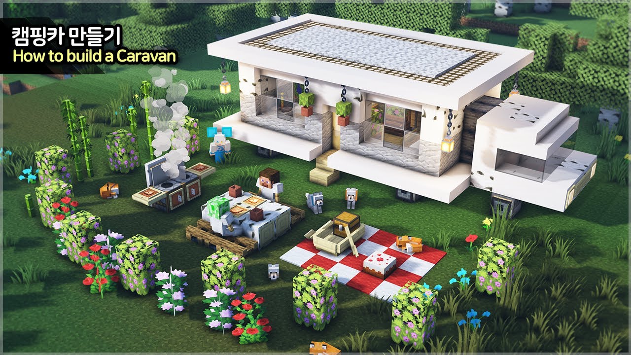 ⛏️ MINECRAFT :: 🏕️ How to build a Caravan for Survival🌲[마인크래프트 카라반(캠핑카 ...