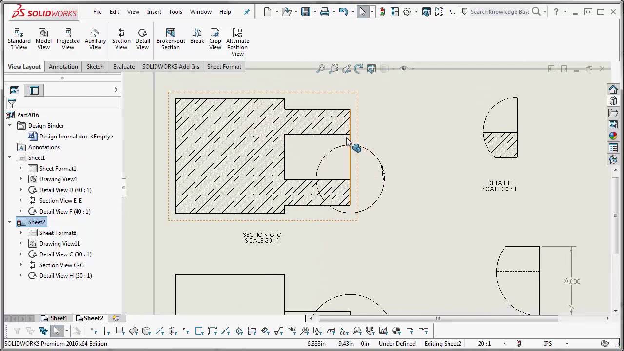 SOLIDWORKS 2016 - Foreshortened Dimensions
