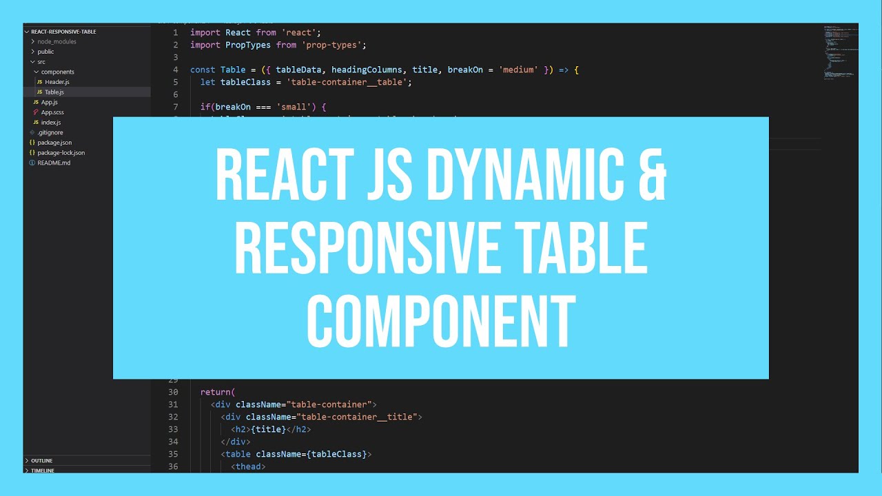 ReactJS Dynamic & Responsive Table Component