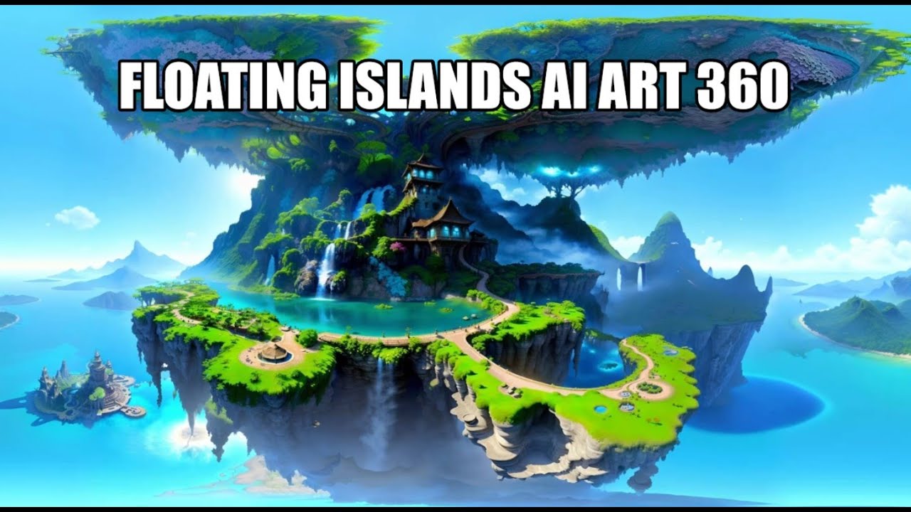 Floating islands with waterfalls - Ai art 360