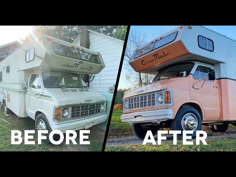 Amateur builders TRANSFORM this 1979 vintage RV camper to an updated 2020 look in under 5 minutes!
