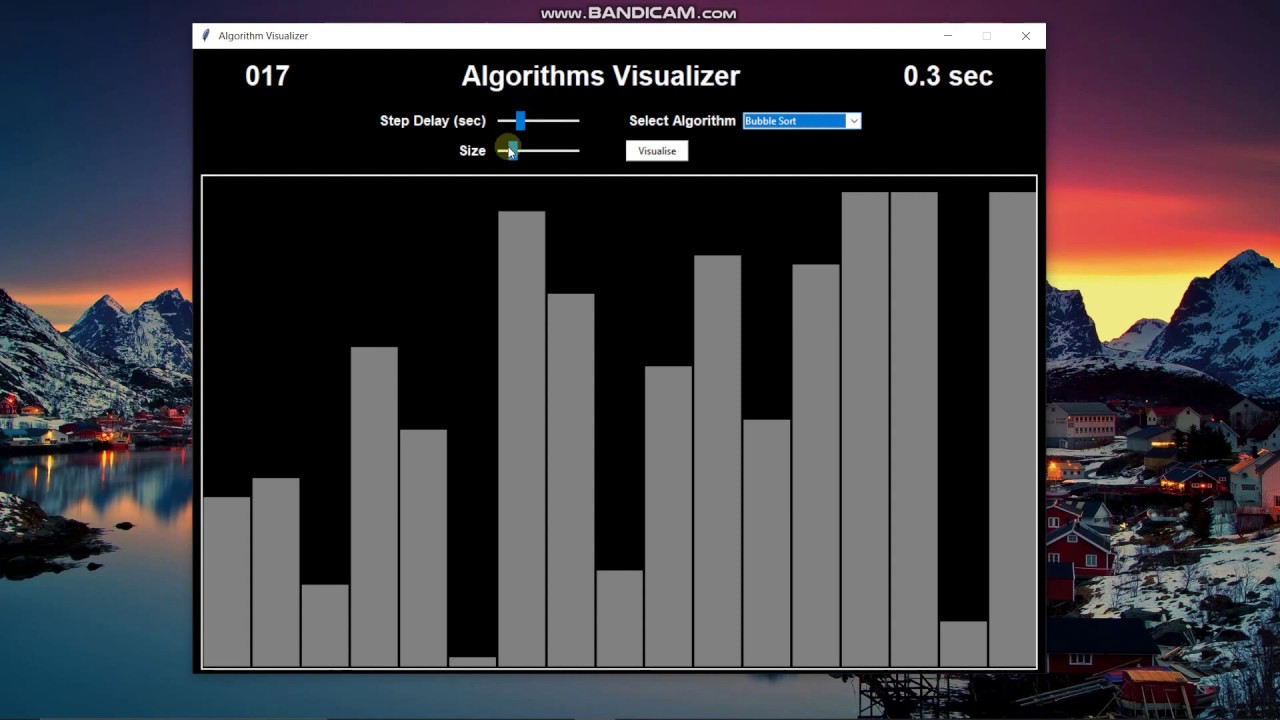 Bubble sort visualization using python3 and Tkinter