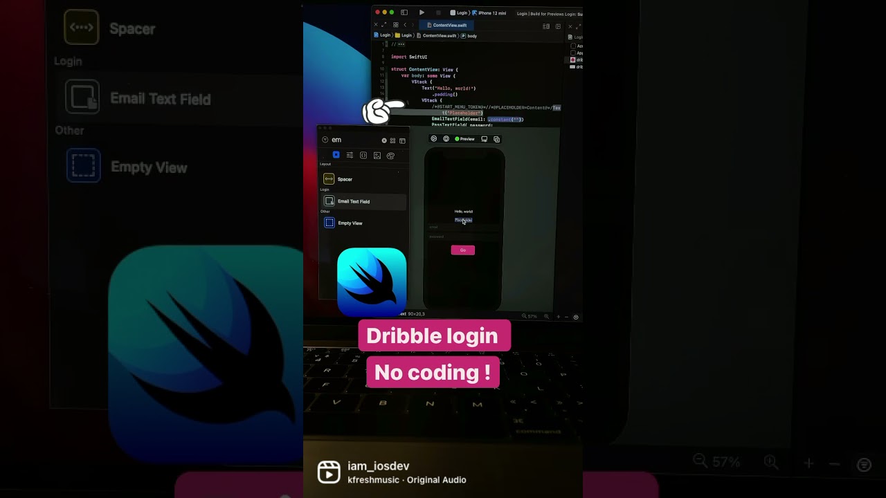 Dribble login swiftUI 2.0 | no coding