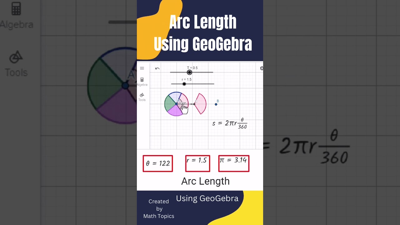Arc Length Using GeoGebra Animation #shorts #maths #algebra #geometry #trigonometry