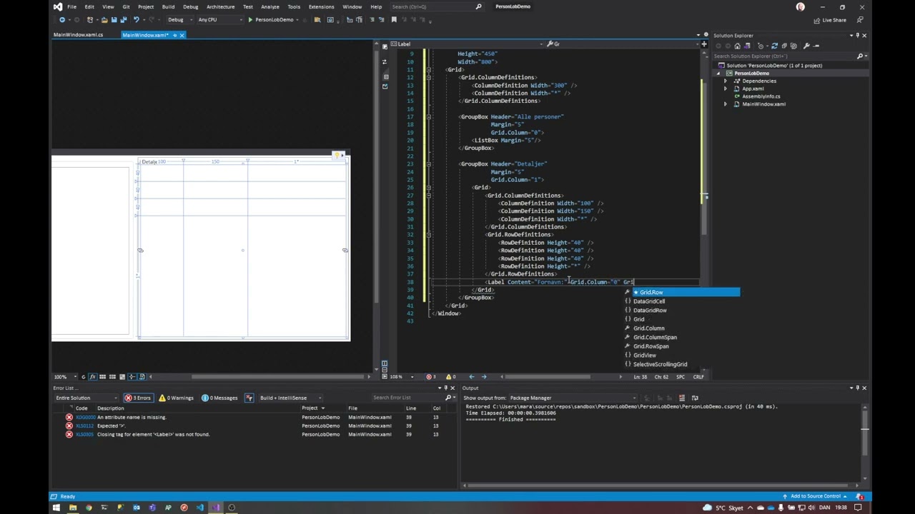 WPF Master Detail Layout med Grid