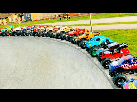 MONSTER JAM | BIG & LITTLE MONSTER TRUCKS | HOT WHEELS SLIDE PLAY