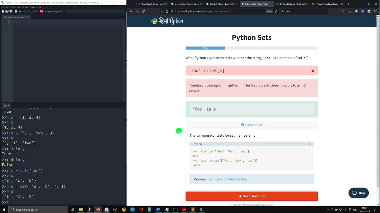 Real Python's Quiz on Sets