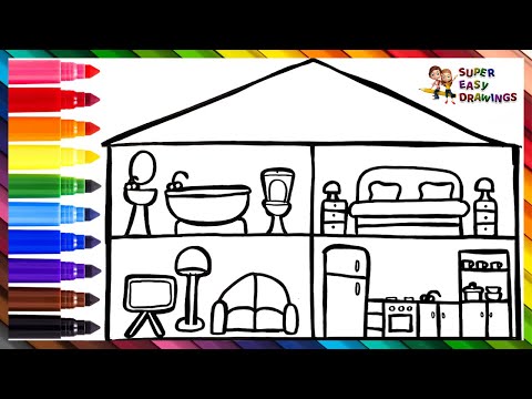How To Draw A House π‘ Drawing And Coloring A House With Rooms π ποΈποΈ Drawings For Kids