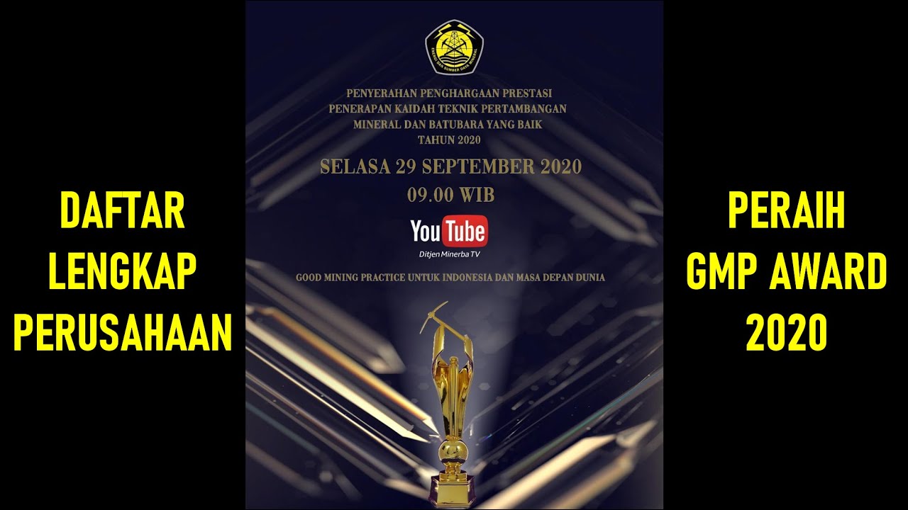 Daftar Lengkap Perusahaan Peraih Good Mining Practices GMP Award Tahun 2020
