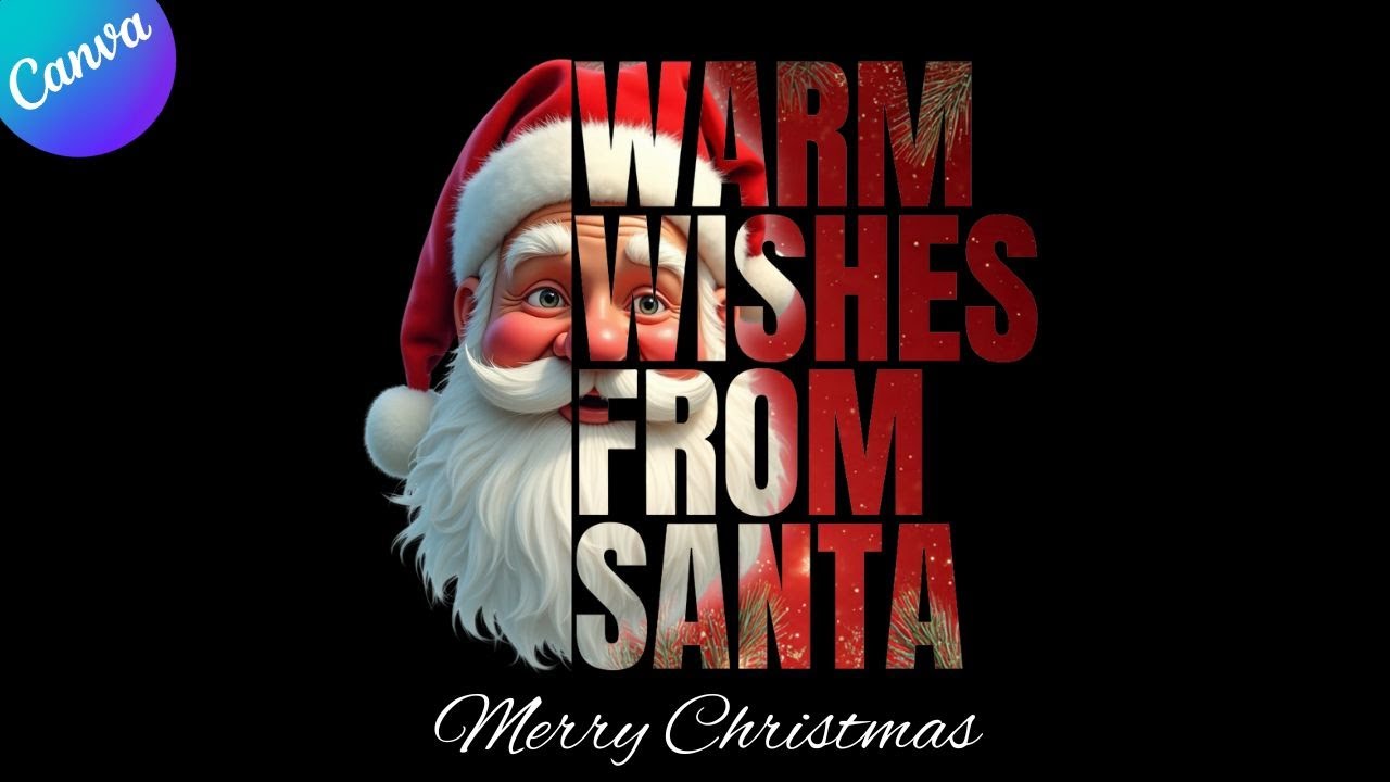 Create a Santa Claus Half Face Typography Effect in Canva | Christmas Text Portrait