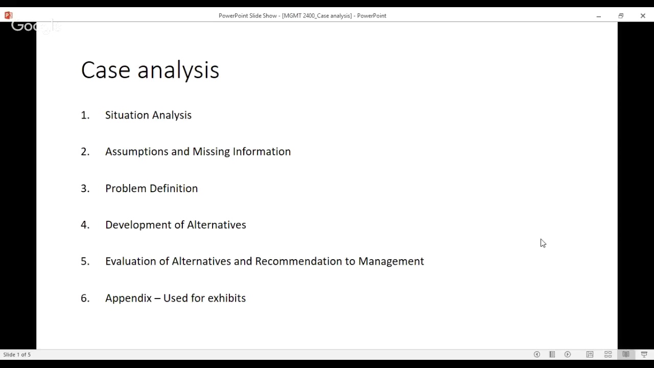 MGMT 2400 - Case analysis