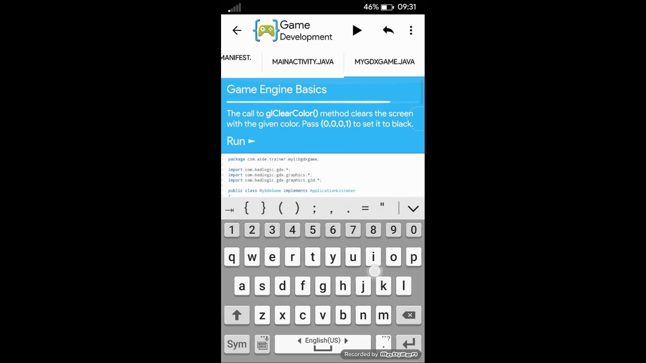 AIDE IDE lessons (libGDX) java ep2