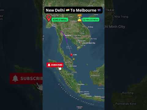 New Delhi 🇮🇳 To Melbourne 🇦🇺Flight Path Air India AI308 #aviation #travel #flight #shorts