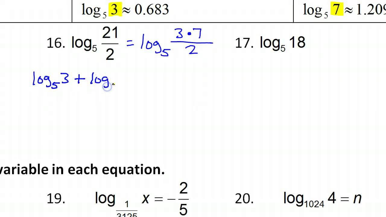 Basic Logarithm Review (Practice Quiz)