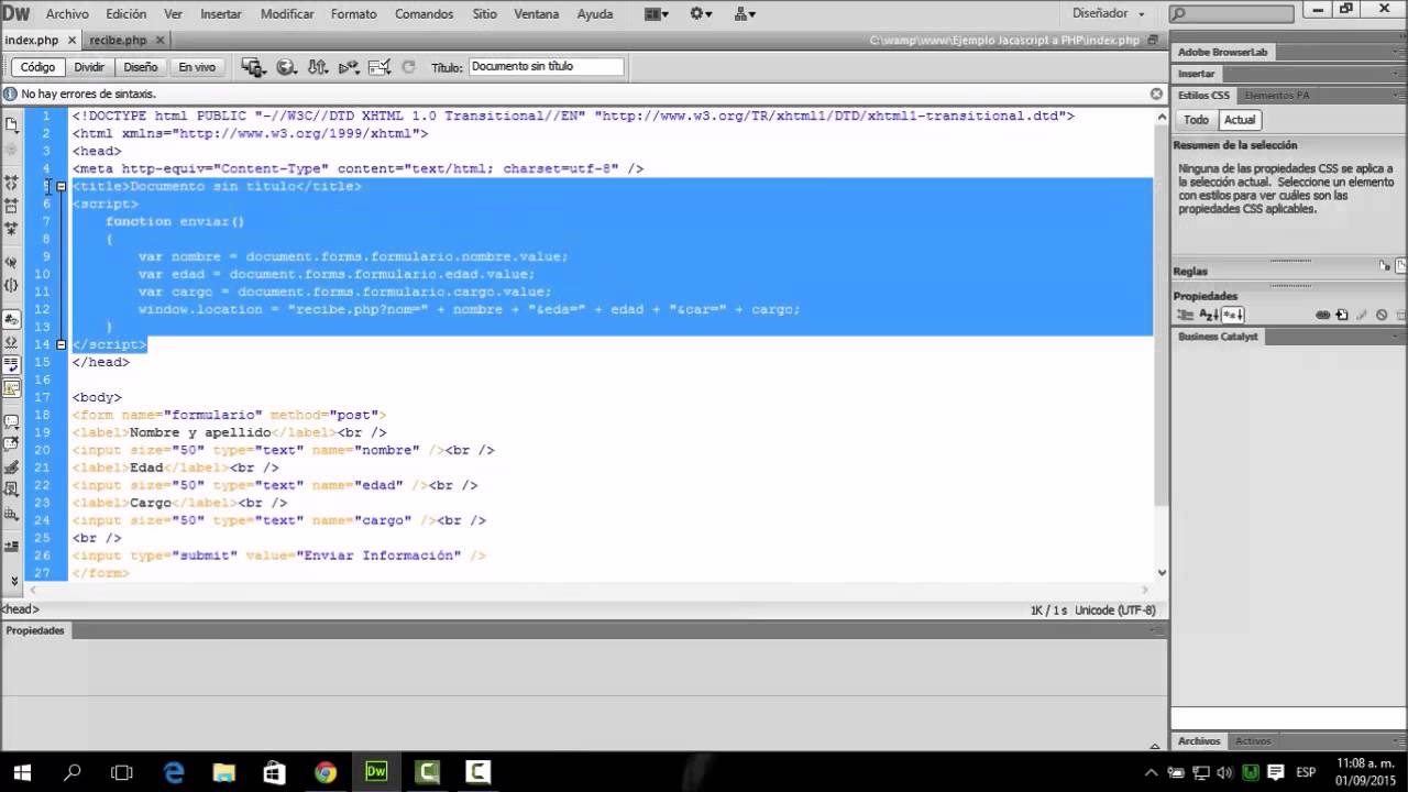 Variables Javascript a PHP