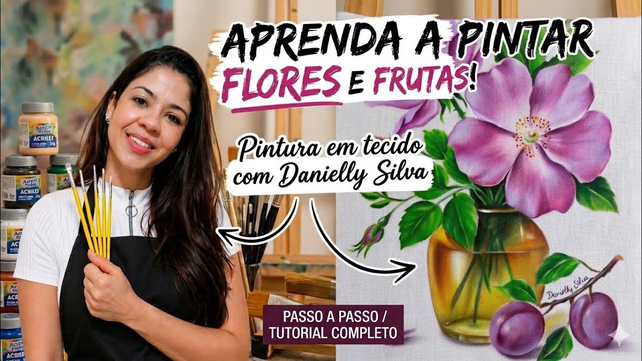 🔴APRENDA A PINTAR FLORES E AMEIXA DE FORMA DESCOMPLICADA