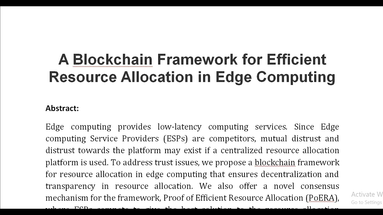 A Blockchain Framework for Efficient Resource Allocation in Edge Computing