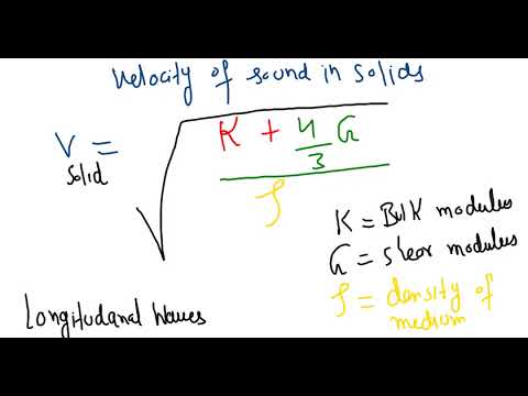 Formula of Velocity of Sound in Solids||Waves||Bulk Modulus||Shear Modulus||Class 11 Physics