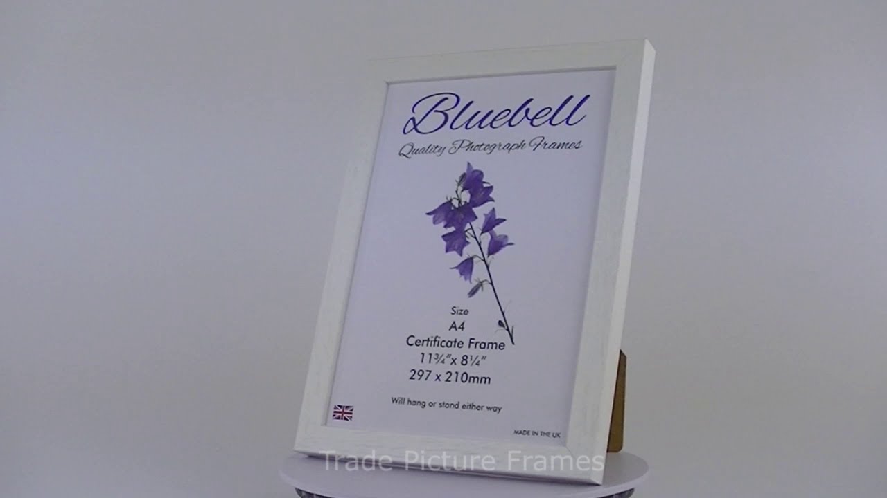 W53 QUALITY WOODEN A4 CERTIFICATE FRAME IN A WHITE FINISH