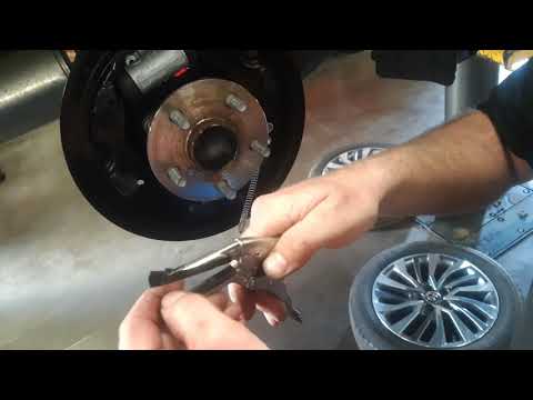 Trick to install parking brake cable on drum brakes
