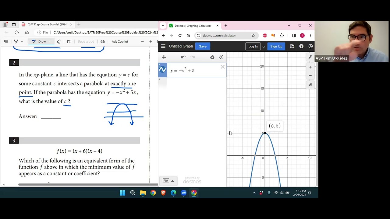 Math - Problem Set 11:  Vertex & Maximum & Minimum