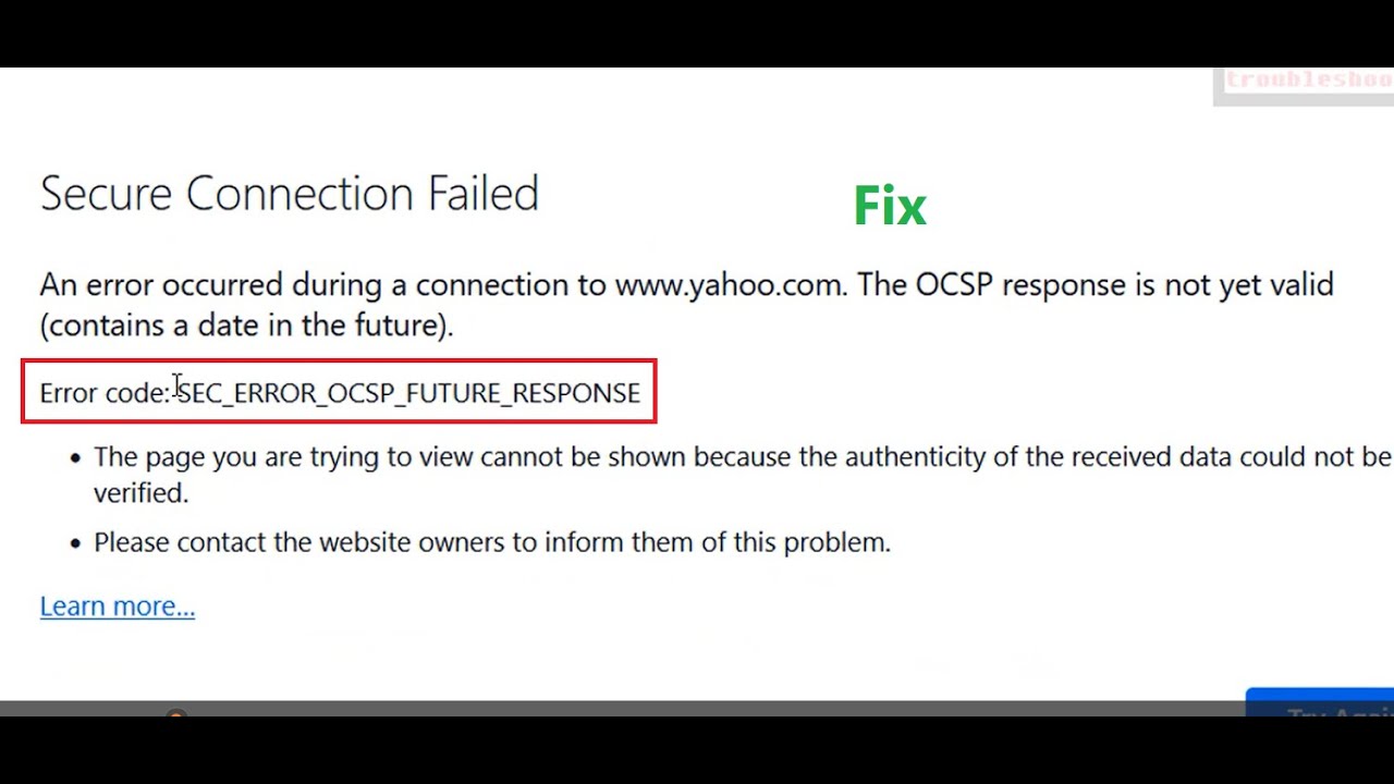 How to fix Error code SEC_ERROR_OCSP_FUTURE_RESPONSE