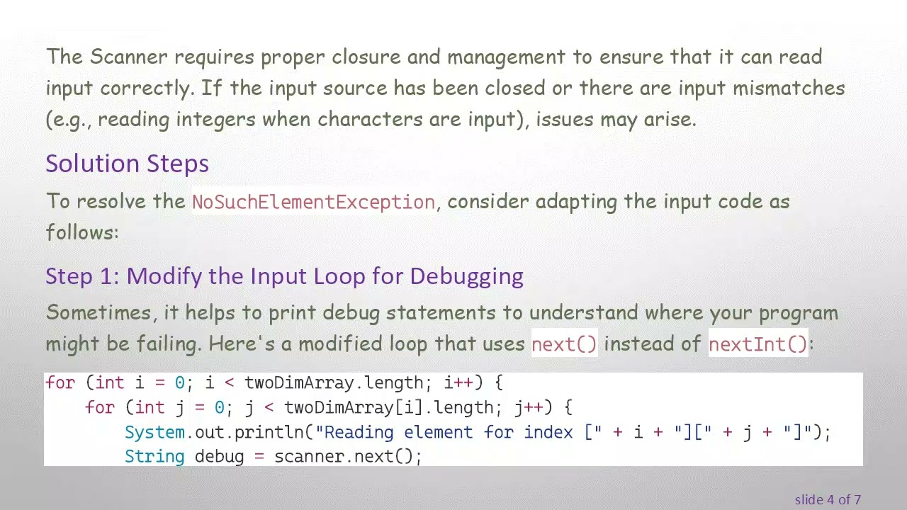 Resolving the java.util.NoSuchElementException Error in Java's Scanner Class