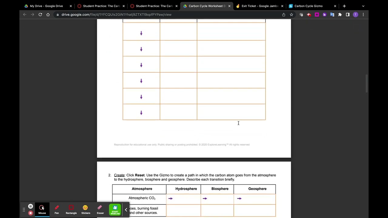 Carbon Cycle Gizmo Activity A