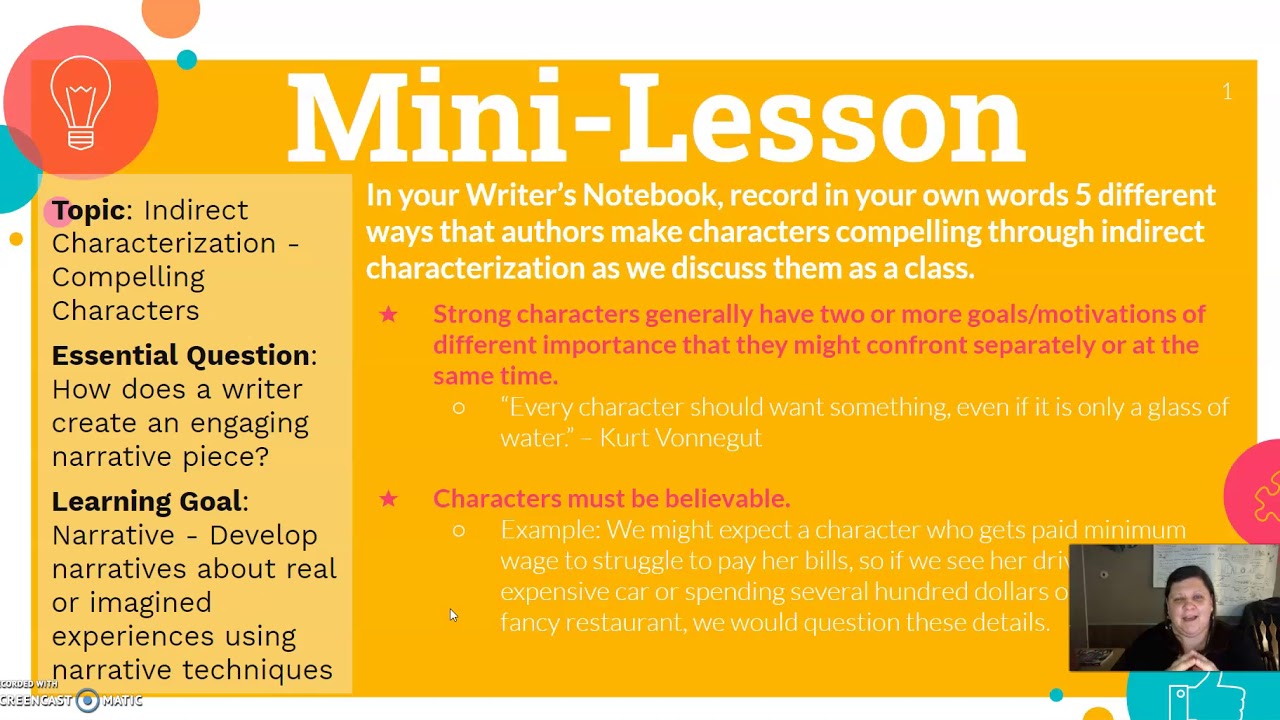 Characterization 2 0 Mini Lesson