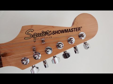 Squier Showmaster HH Rally Stratocaster Silver w/ Black | Reverb