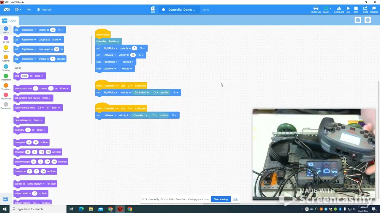 VEX V5 Controller Setup and Video Gaming Style Programming